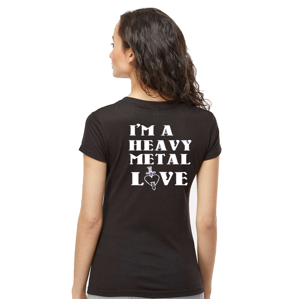Heavy Metal Love Black Girl VNeck – RockPaperMerch